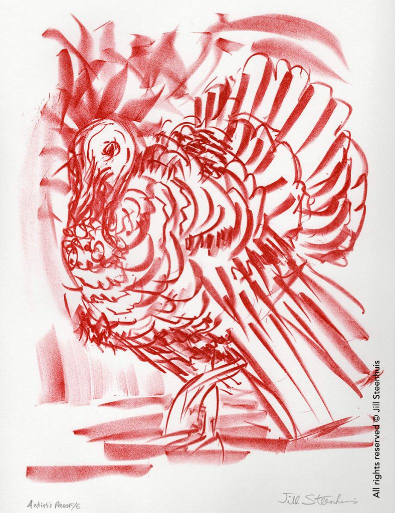 Turkey Strutting (in Red) - Art in Provence