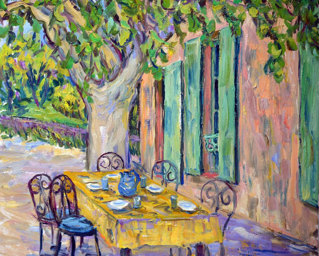 Table Waiting under Shade Tree - Art in Provence